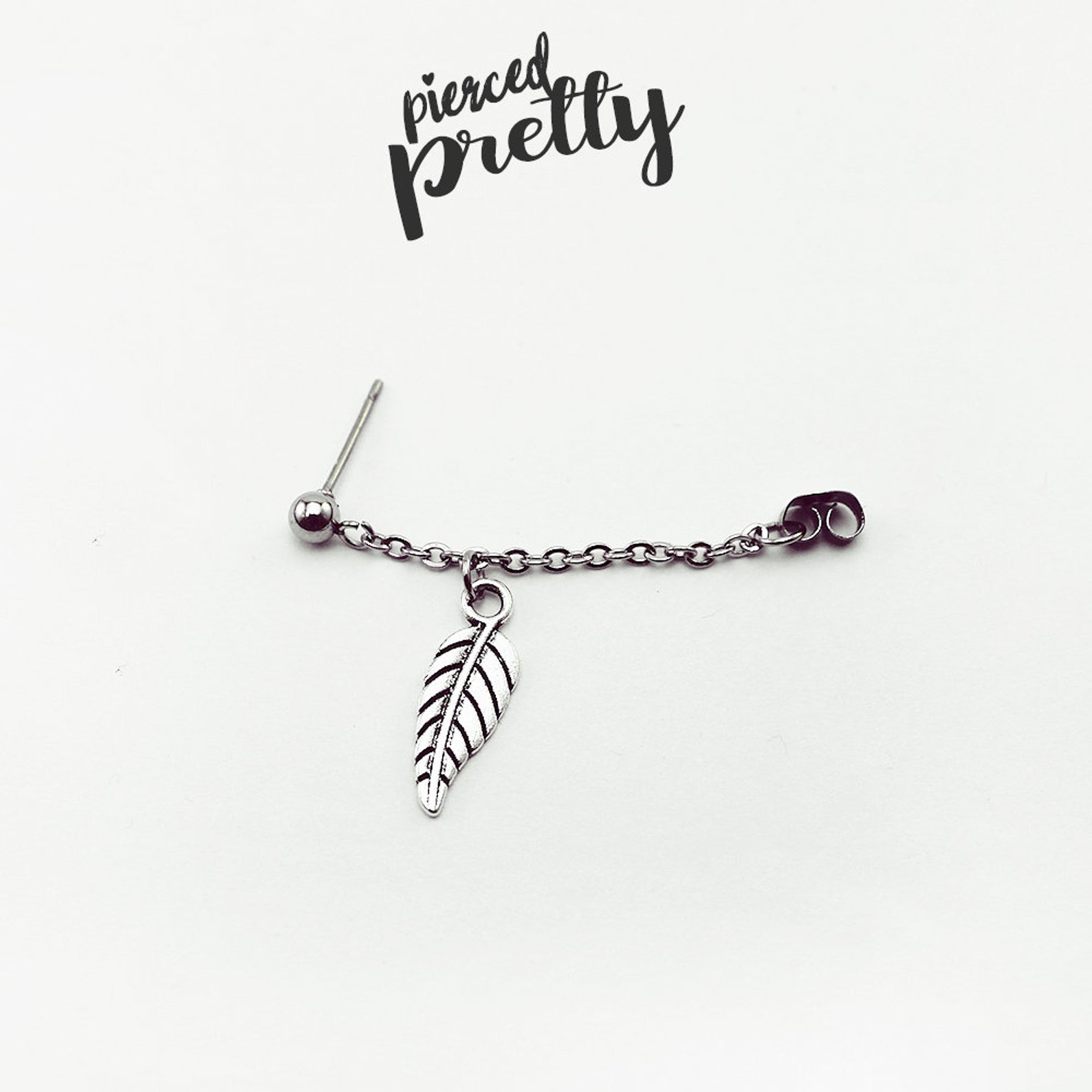 20g 16g Leaf Conch Chain Earring Conch Hoop Earring Helix - Etsy