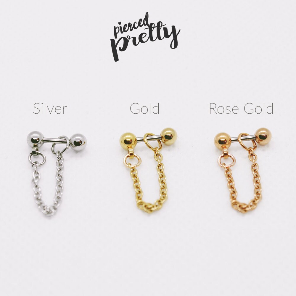 16g Conch Chain Earring Conch Hoop Earring Helix Earring - Etsy