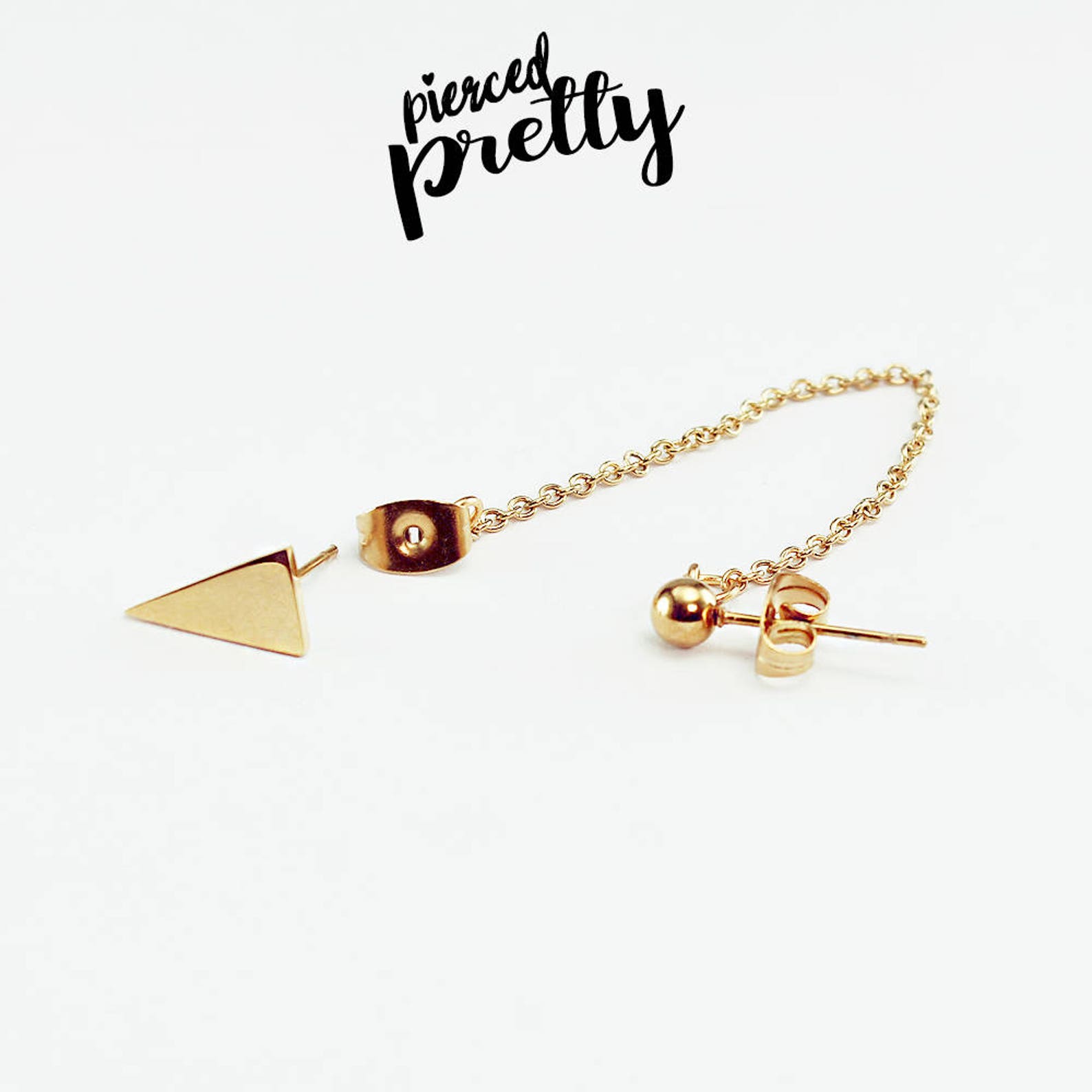 16g 20g Triangle Helix to Lobe Chain Earring 316L Surgical - Etsy