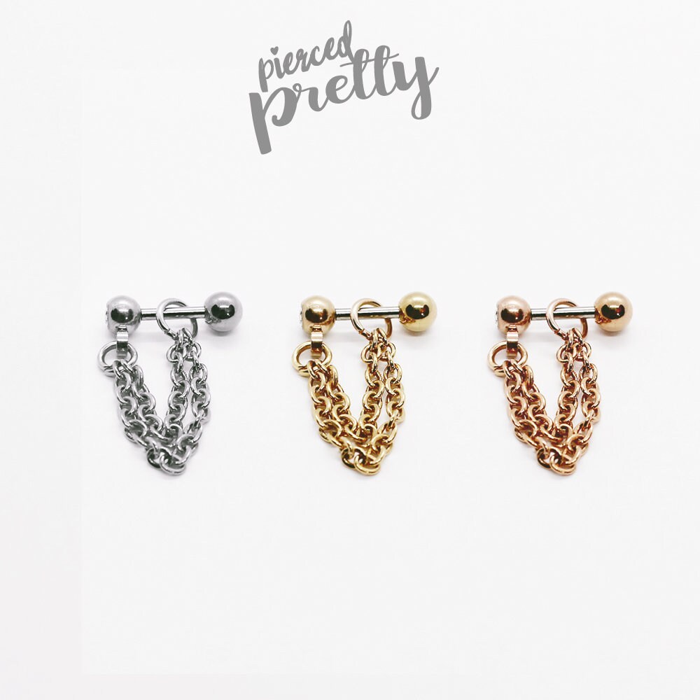 16g Conch Double Chain Earring Conch Hoop Earring Helix - Etsy