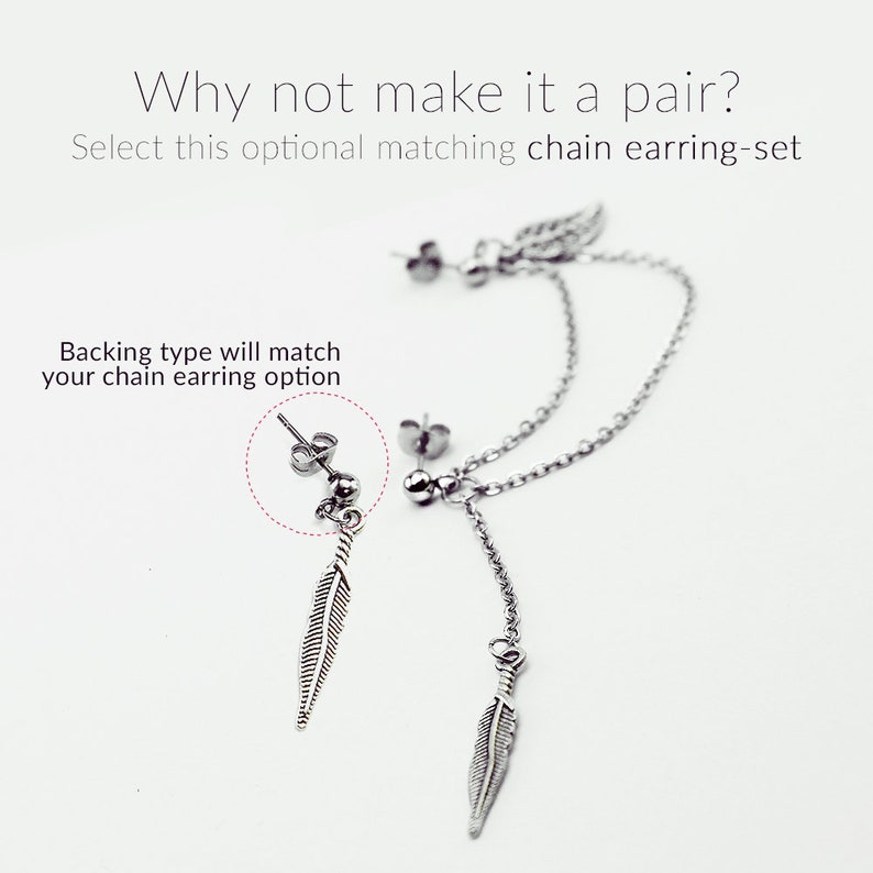 20g 16g Leaf Feather Helix to Lobe Chain Earring, Double Chain Helix ...