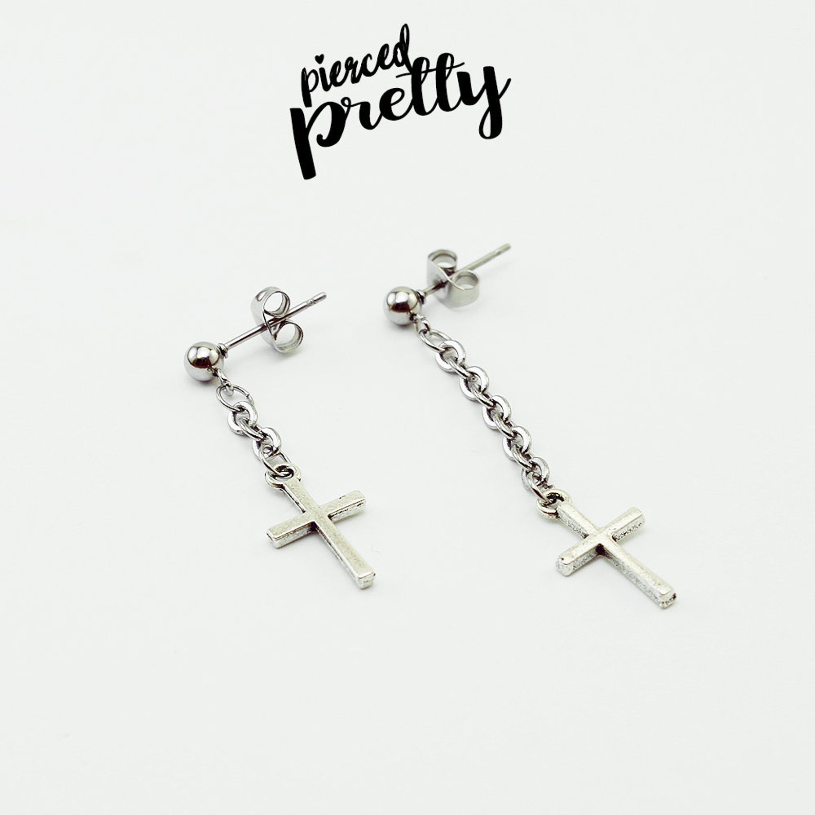 Cross Chain Earring, Helix Earring, 20g 16g Ear Cartilage Chain Jewelry ...