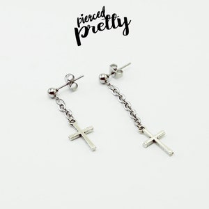 Cross Chain Earring, Helix Earring, 20g 16g Ear Cartilage Chain Jewelry ...