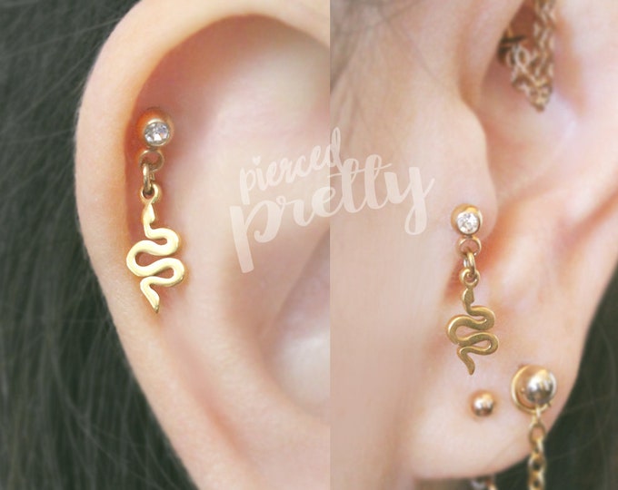16g 20g Star Conch Chain Earring, Conch Hoop Earring, Helix Earring ...