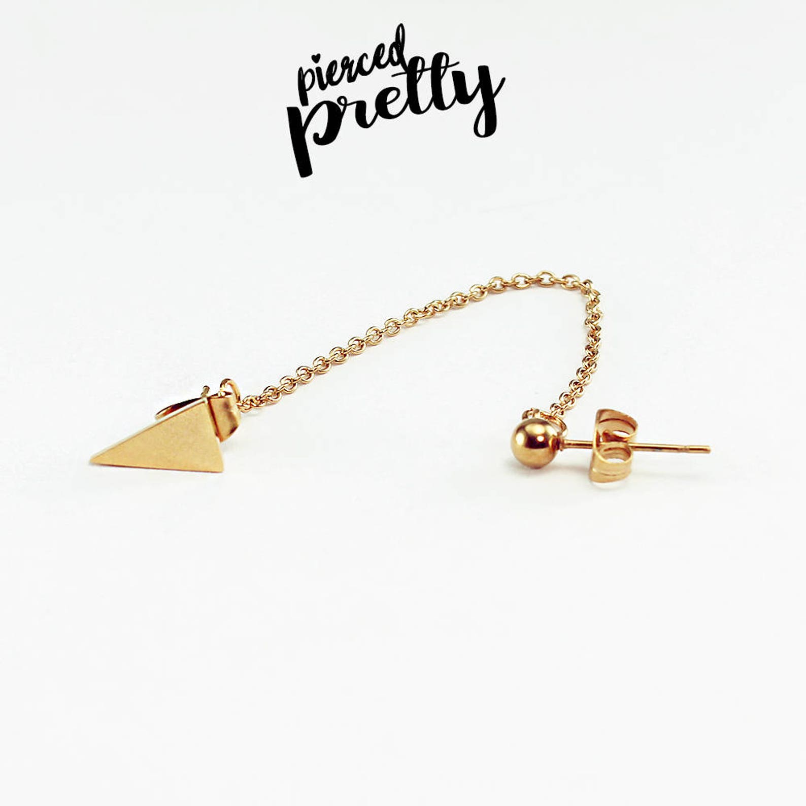 16g 20g Triangle Helix to Lobe Chain Earring 316L Surgical - Etsy