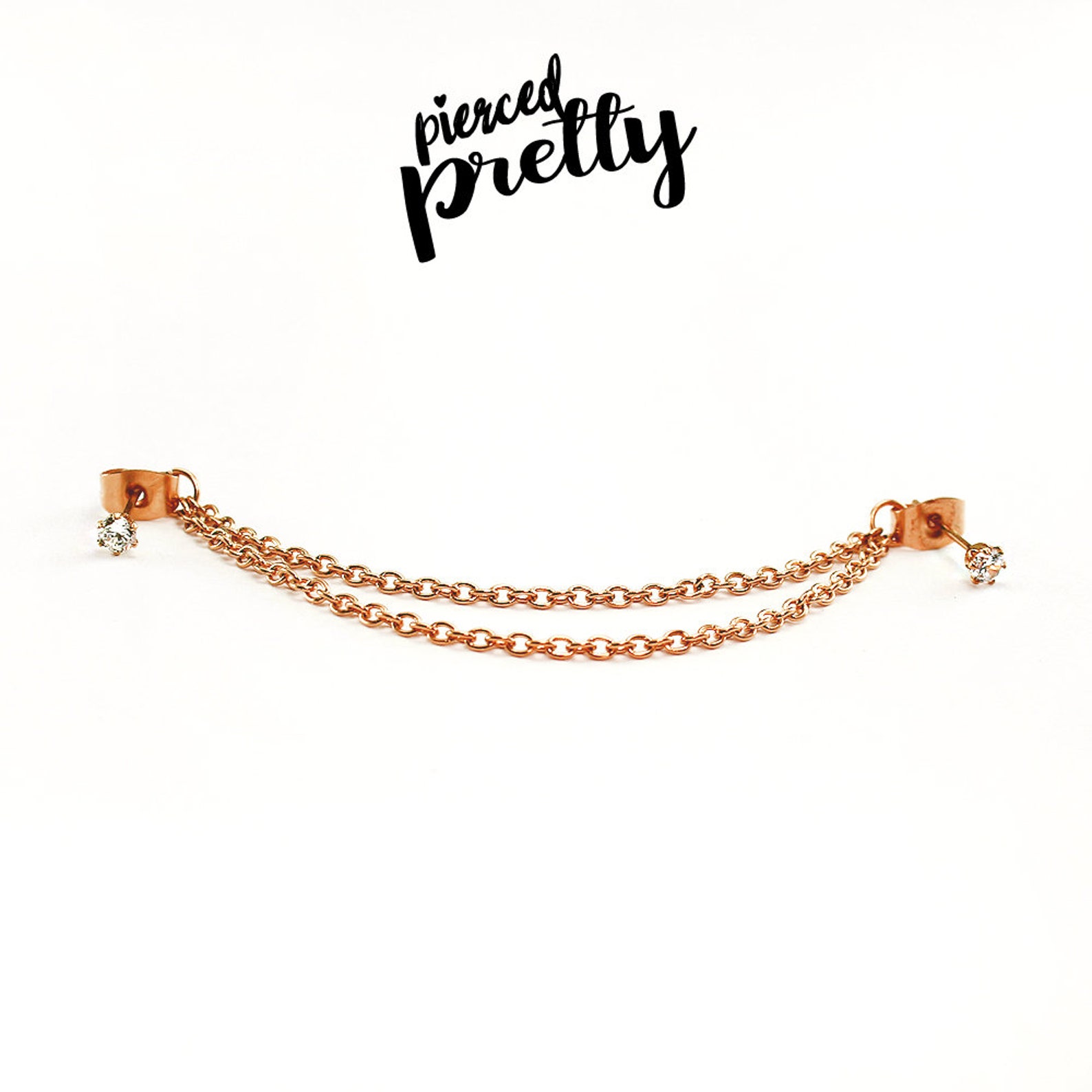 20g CZ Prong Helix to Lobe Chain Earring Dangle Chain - Etsy