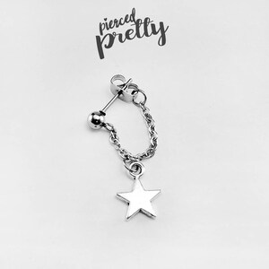 16g 20g Star Conch Chain Earring, Conch Hoop Earring, Helix Earring ...