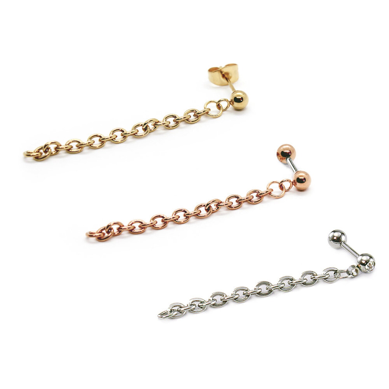 Simple Chain Earring, Helix Earring, 20g 16g Ear Cartilage Chain ...