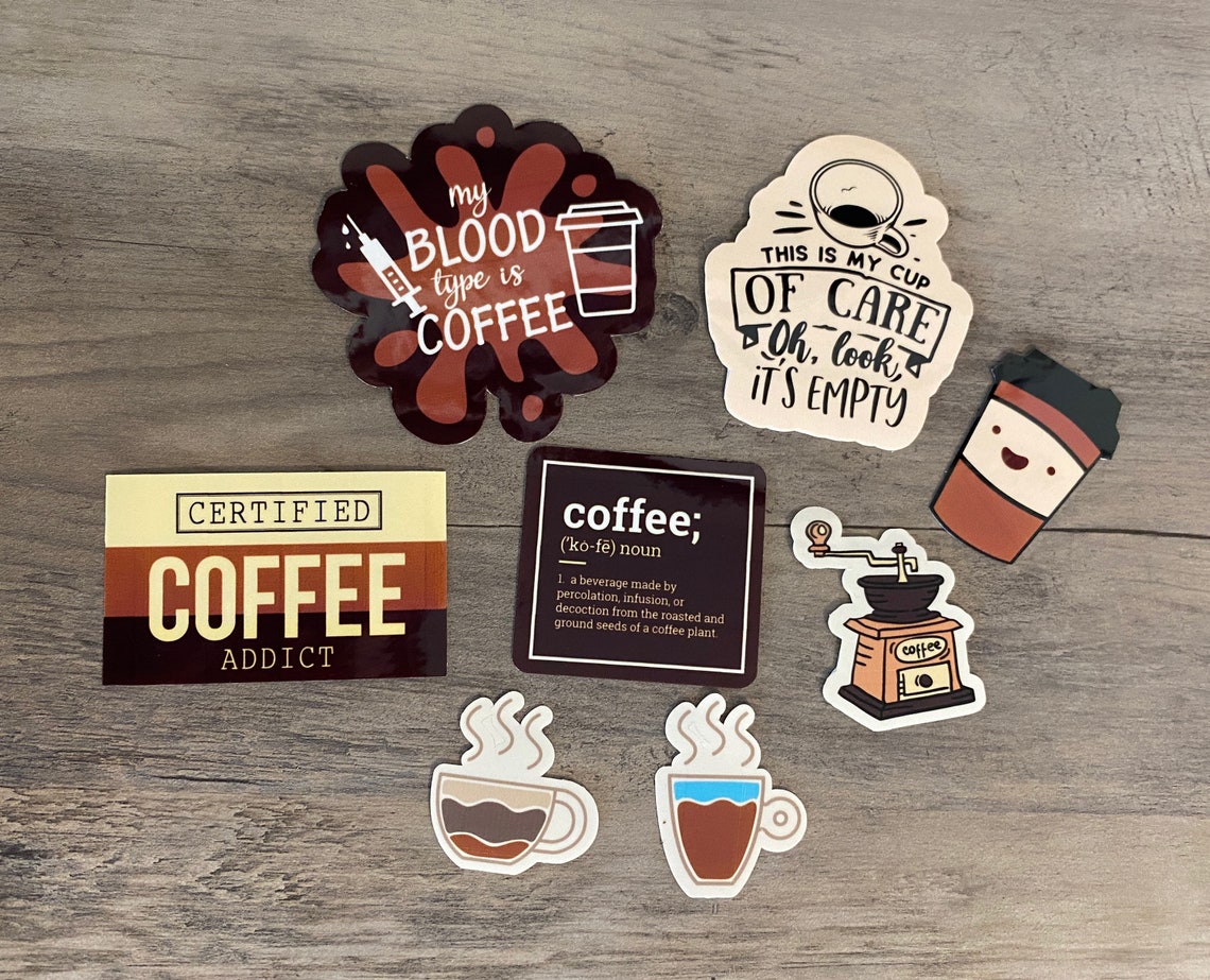Coffee Stickercoffee Addict Sticker Packcoffee Decalartsy | Etsy UK