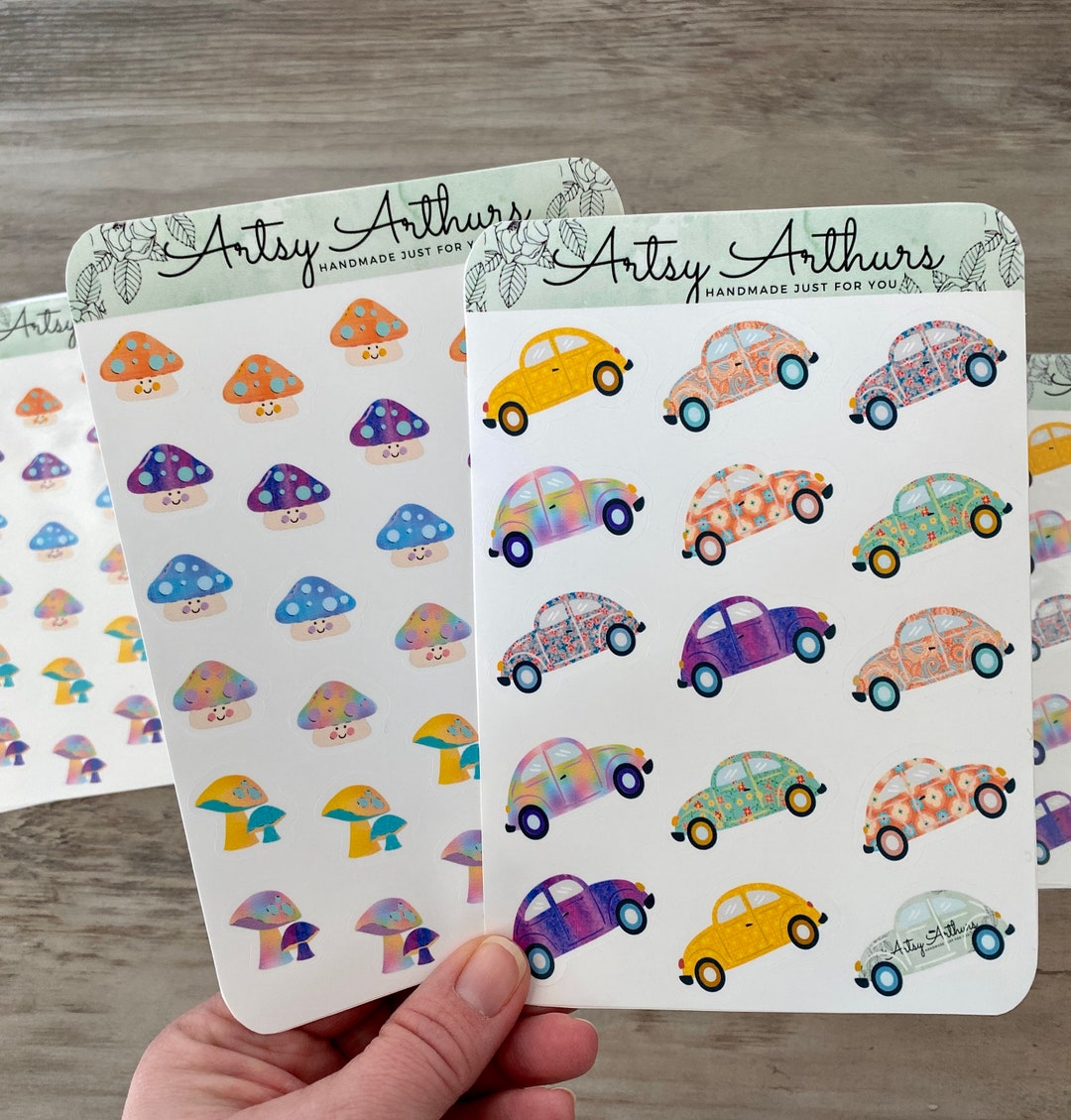 Beetle Car Stickersfloral Car Sticker Sheet Artsy - Etsy