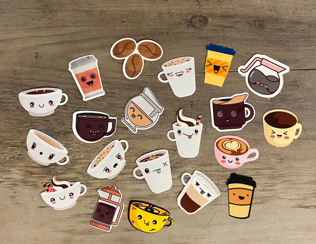 Coffee Stickers,mini Coffee Sticker Pack, Coffee Emoji Stickers,artsy ...