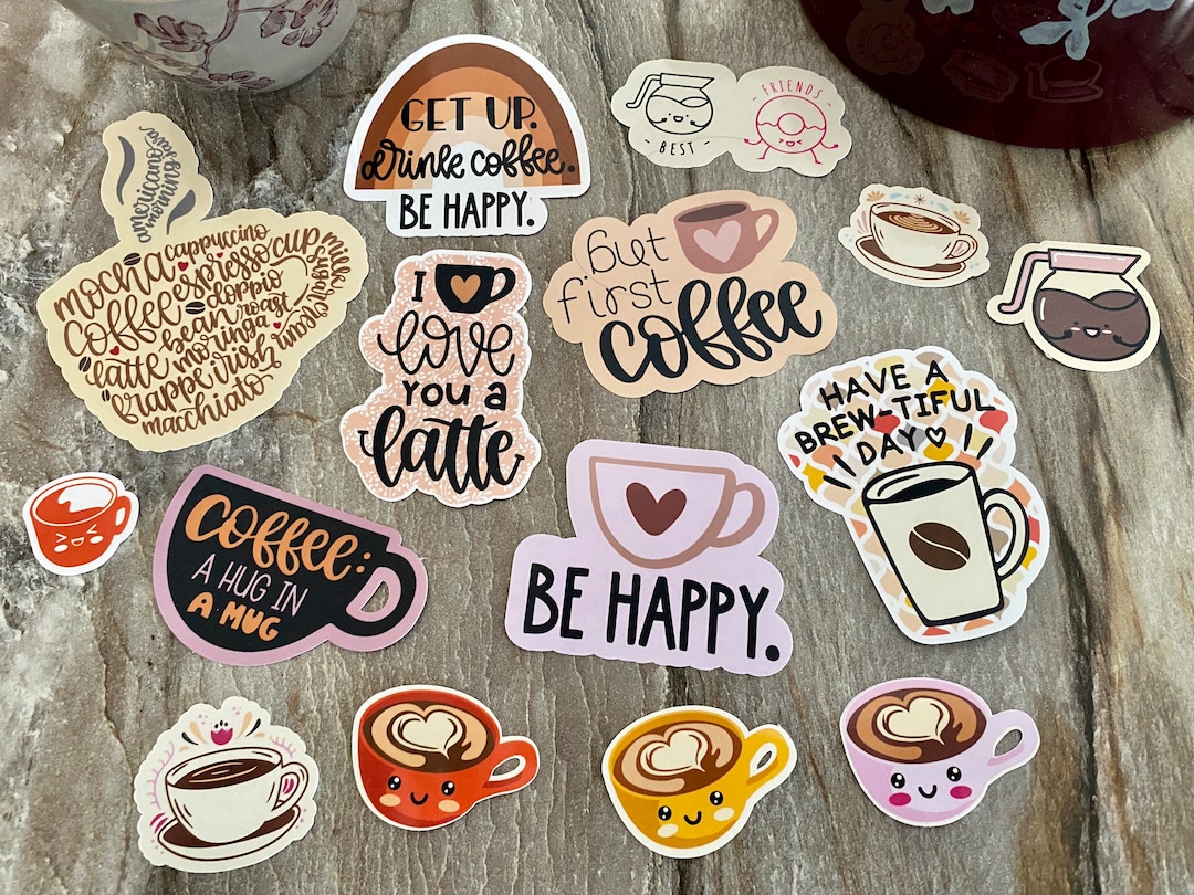 Coffee Sticker,be Happy Coffee Sticker Pack, Coffee Decals, Artsy ...