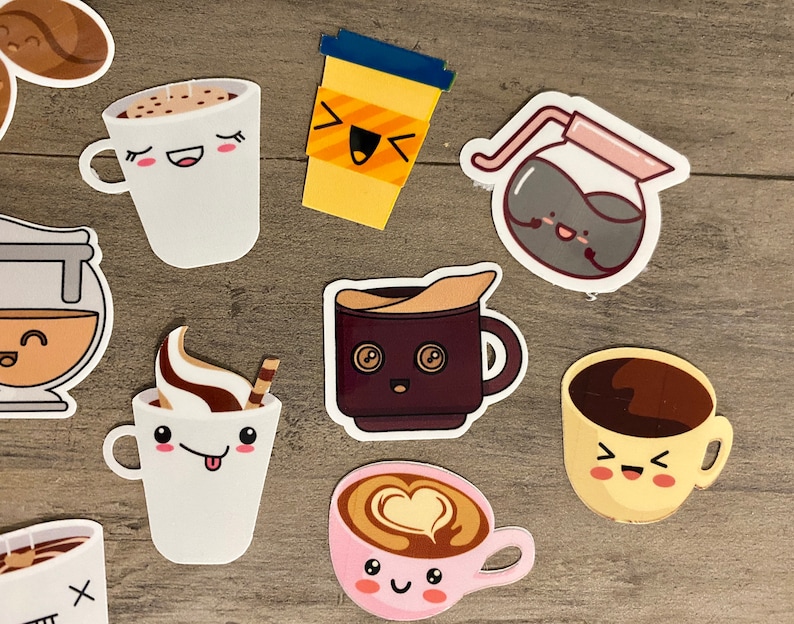 Coffee Stickers,mini Coffee Sticker Pack, Coffee Emoji Stickers,artsy ...