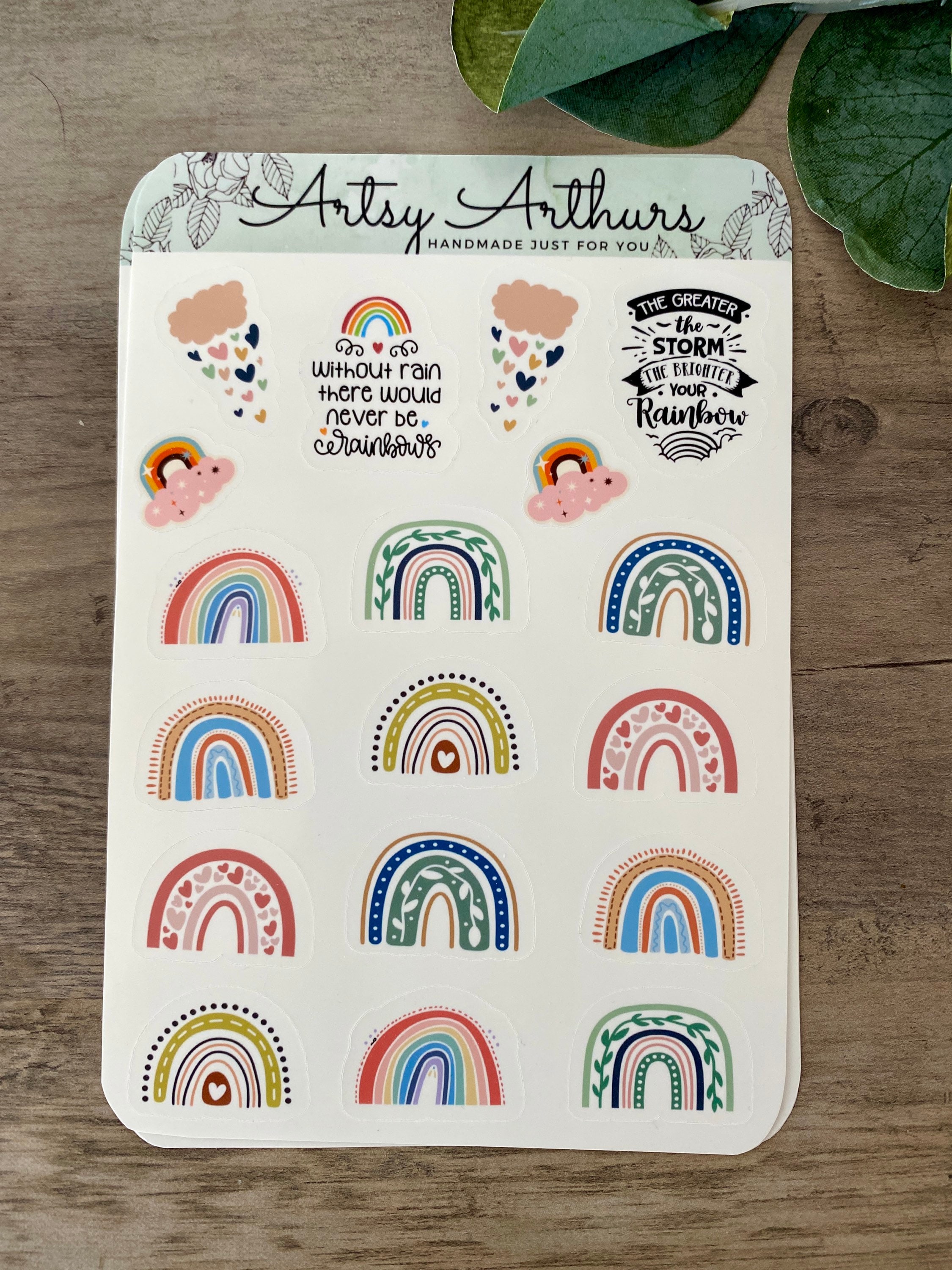 Boho Rainbow Stickersrainbow Sticker Sheet Artsy | Etsy