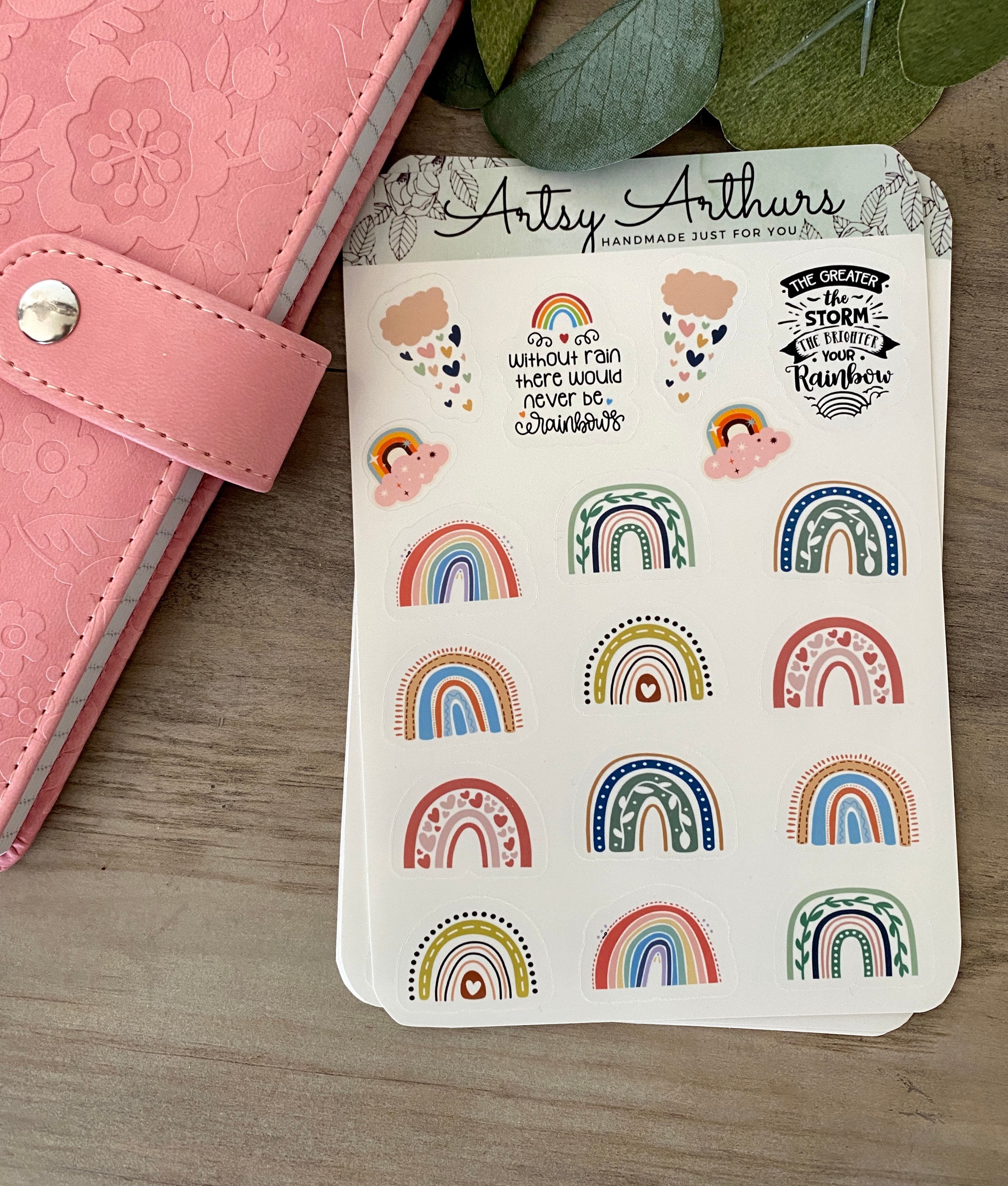 Boho Rainbow Stickersrainbow Sticker Sheet Artsy | Etsy