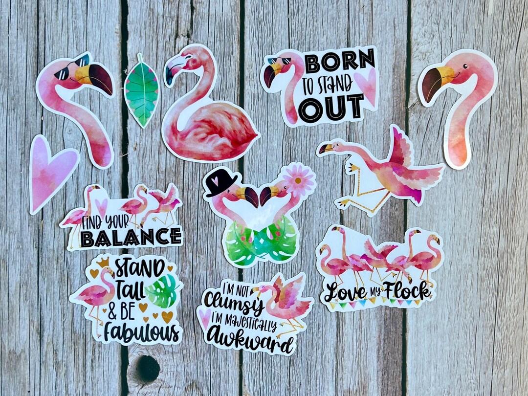 Flamingo Stickers-tropical Watercolor Stickers-flamingo Sticker Pack ...