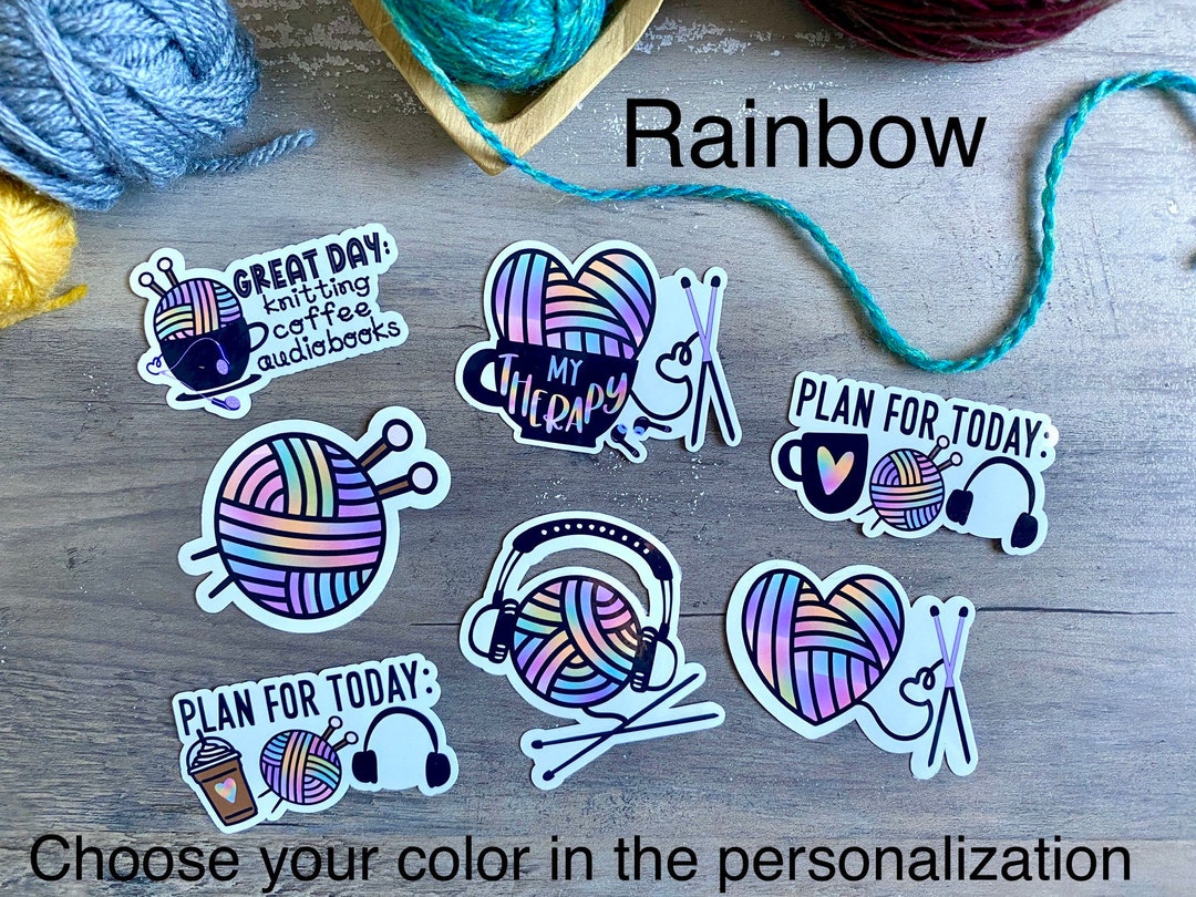 Knitting Stickers,knitting Coffee Audiobooks Sticker Set,artsy Arthurs ...