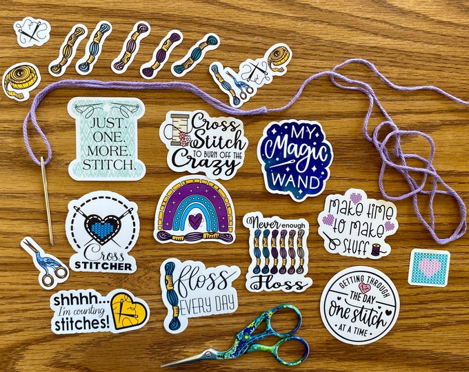 Vinyl Sticker, I Heart Cross Stitch, Show Your Love for Cross Stitch ...