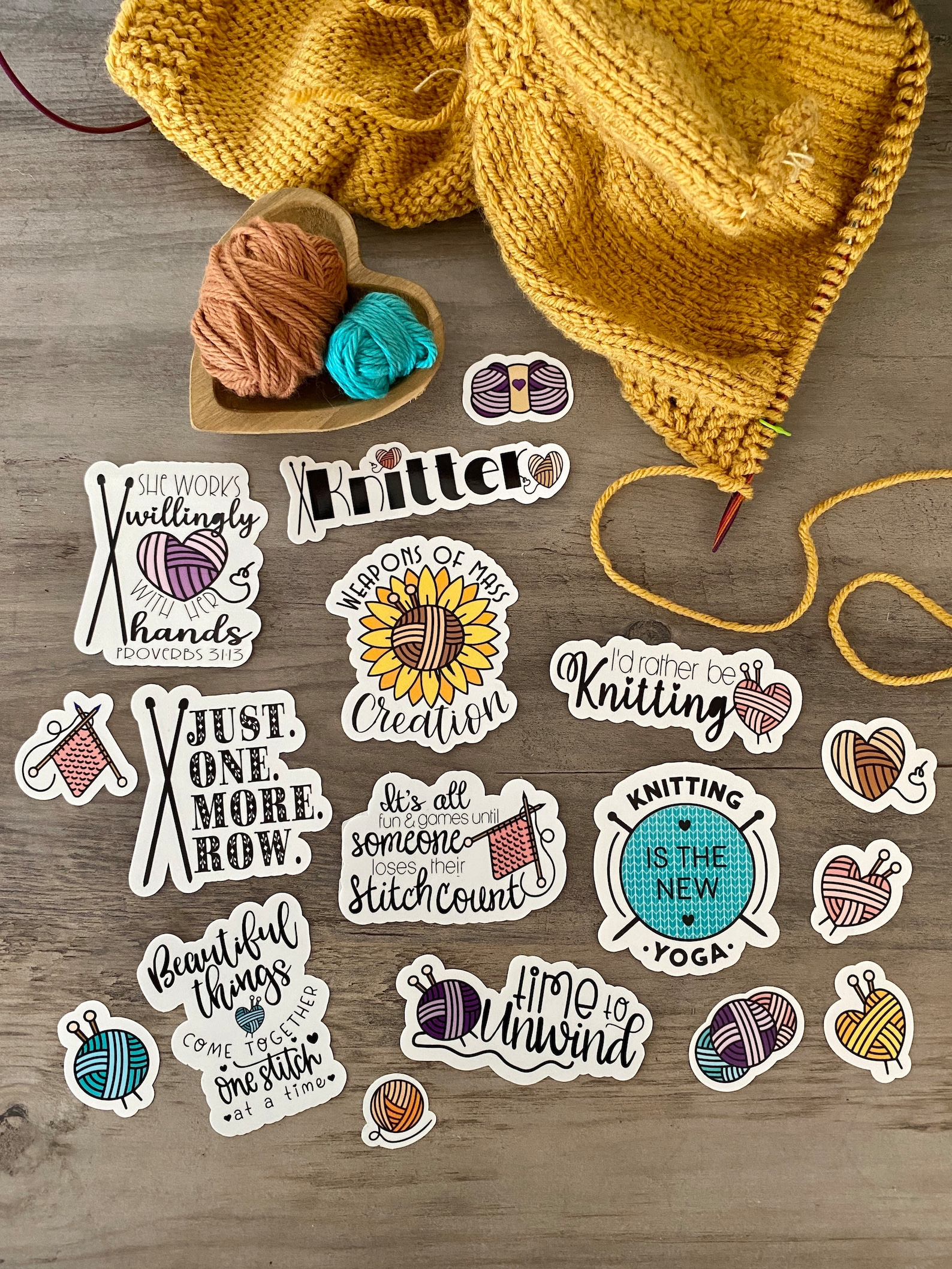 Knitting Stickersknitting Sticker Pack Artsy Arthurshydro - Etsy