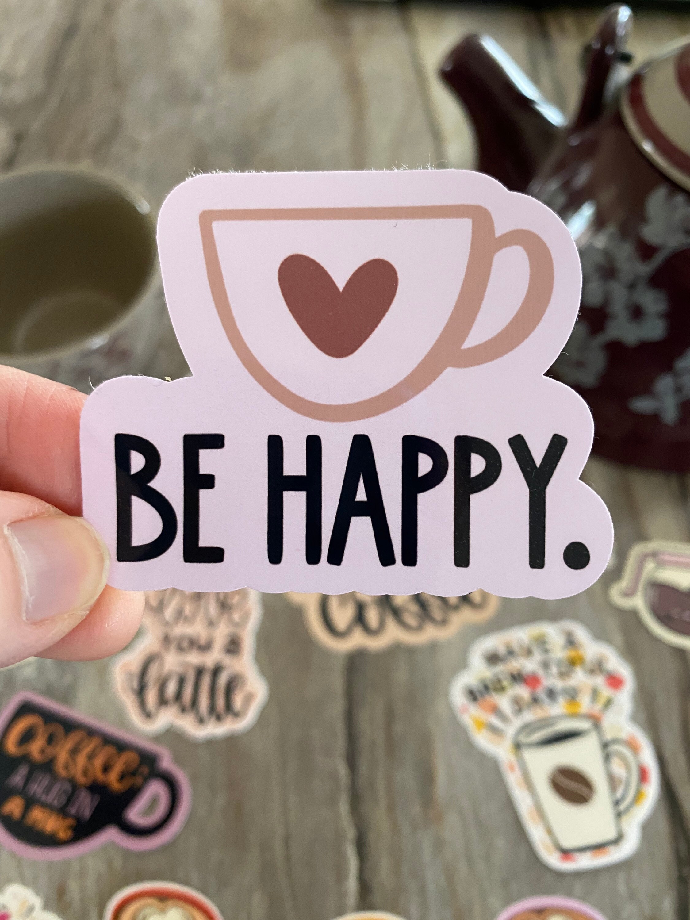Coffee Sticker,be Happy Coffee Sticker Pack, Coffee Decals, Artsy ...