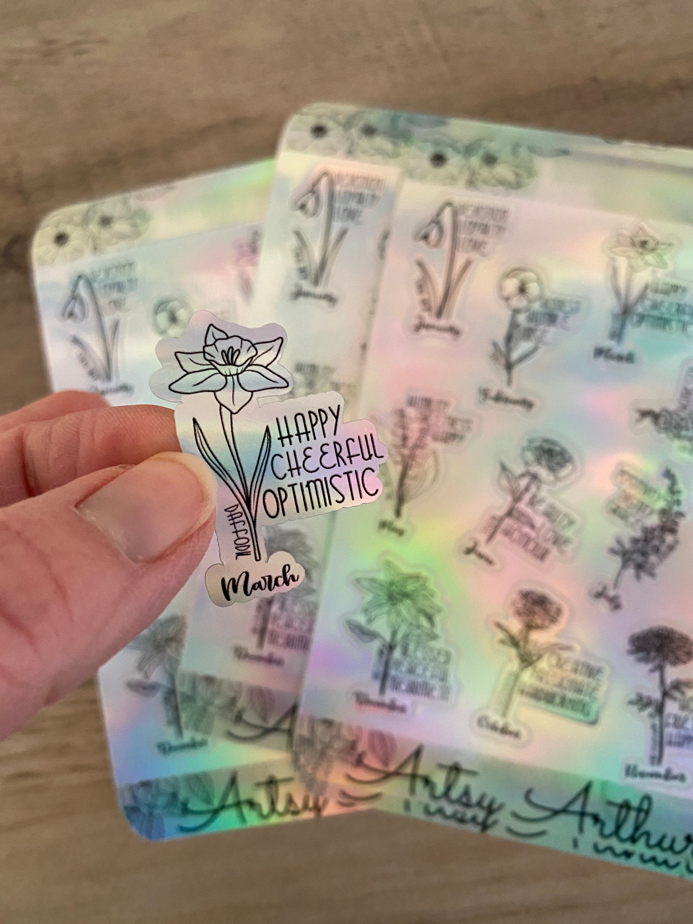 Birth Month Flower Stickersbirth Month Flower Sticker - Etsy