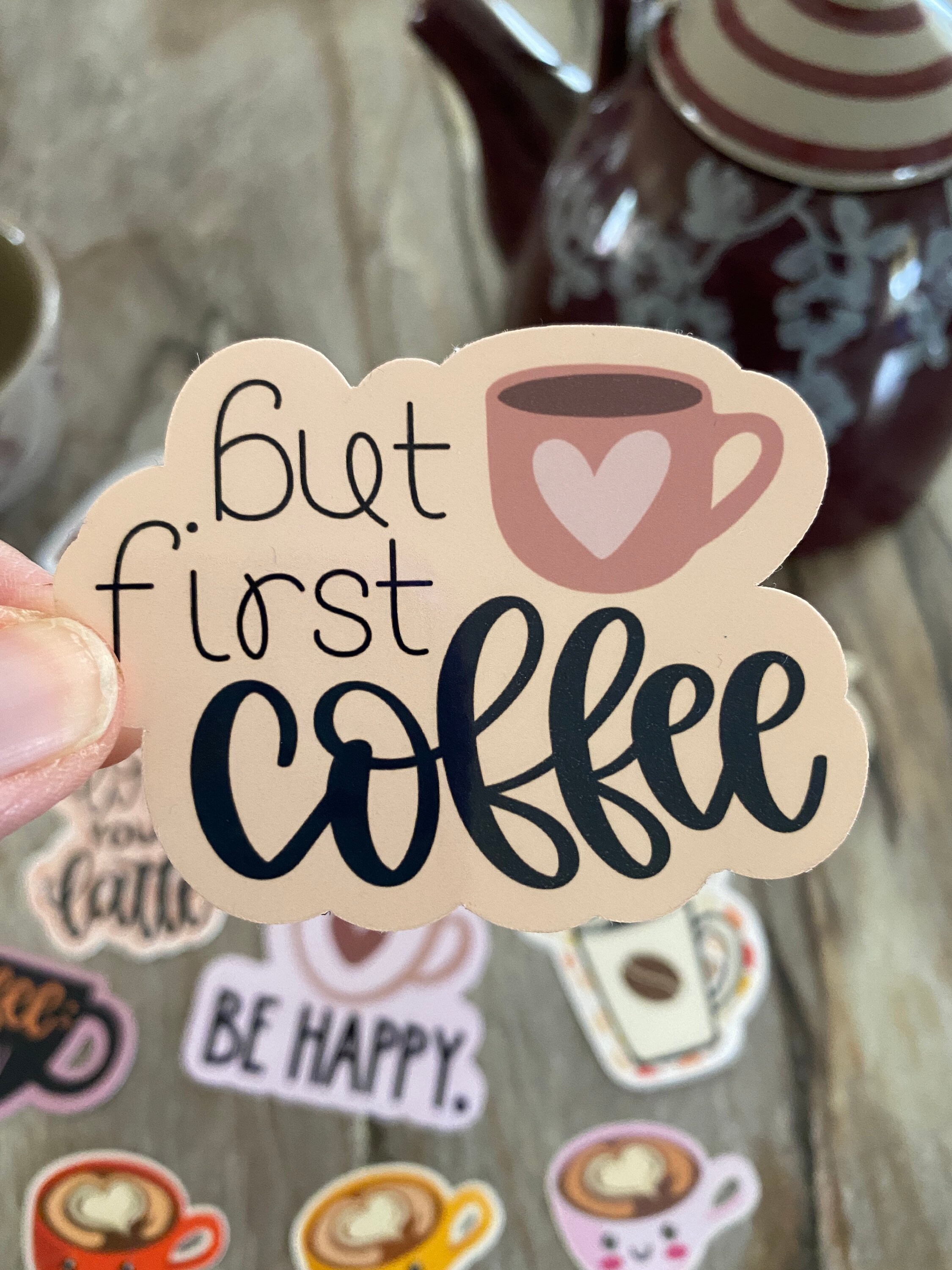 Coffee Sticker,be Happy Coffee Sticker Pack, Coffee Decals, Artsy ...