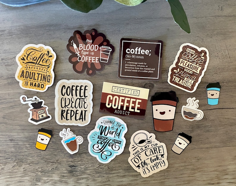 Coffee Stickercoffee Addict Sticker Packcoffee Decalartsy - Etsy