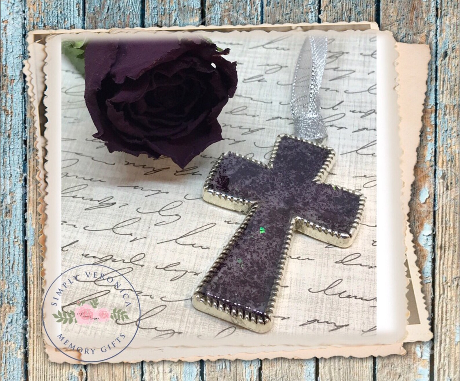 Dried Flower Petal Cross Ornament Keepsake Personalized - Etsy