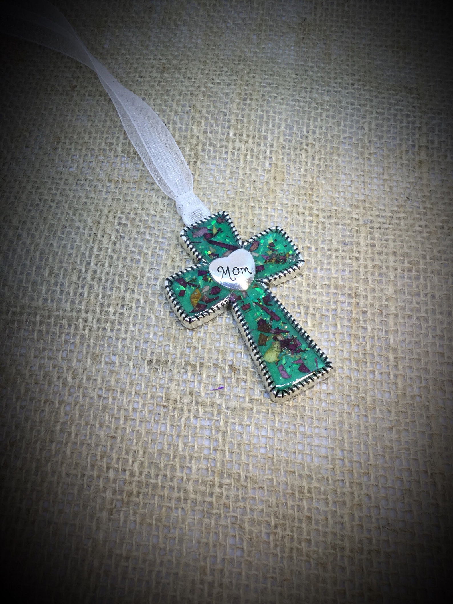 Keychain Cross, Dried Flower Petal Cross, Cross Keepsake, Funeral ...