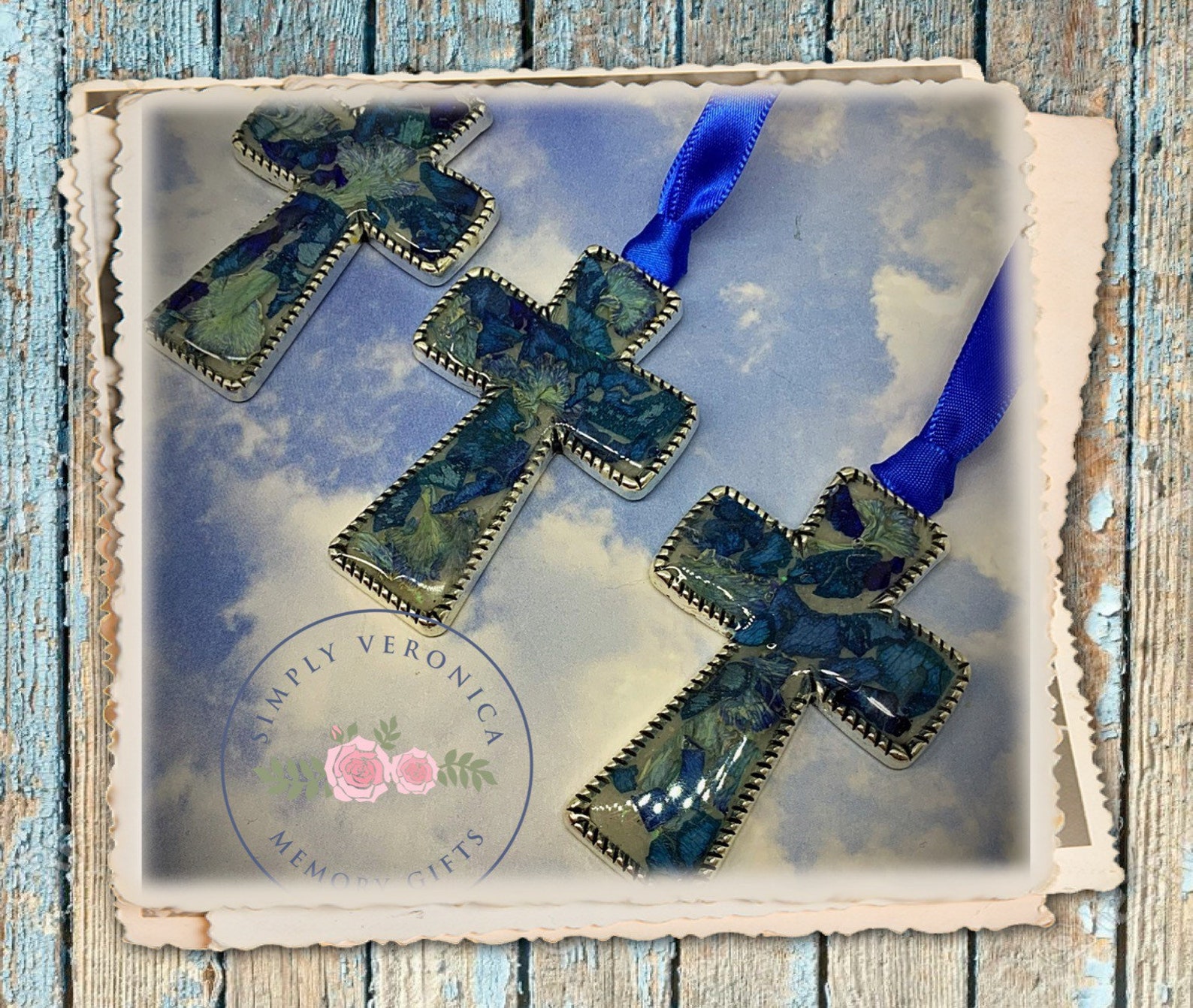 Dried Flower Petal Cross Ornament Keepsake Personalized - Etsy