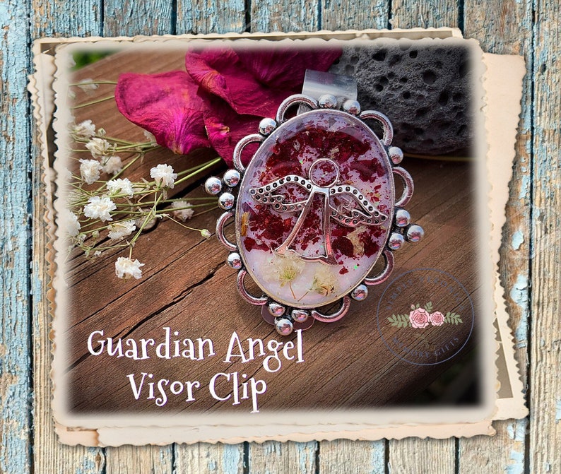 Visor Clip Memorial Visor Clip Guardian Angel Clip Dried - Etsy