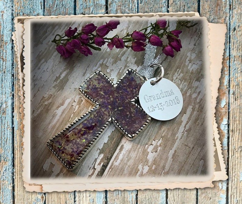 In Memory Cross With Petal Cross Keepsake Personalized - Etsy