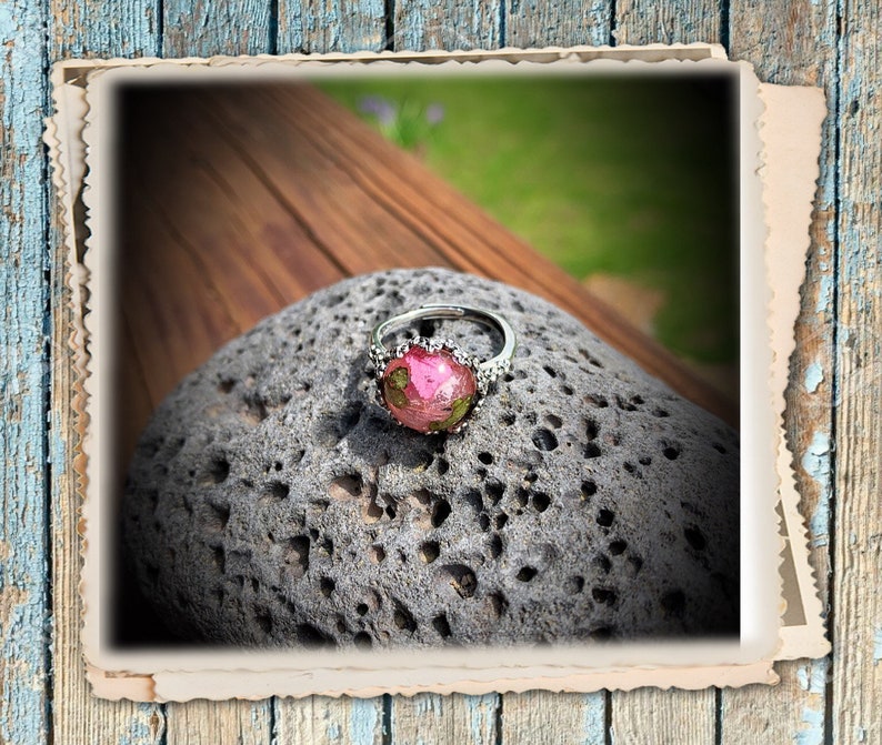 Large Stone Sterling Silver Ring, Flower Petal Rings, Sympathy Rings ...