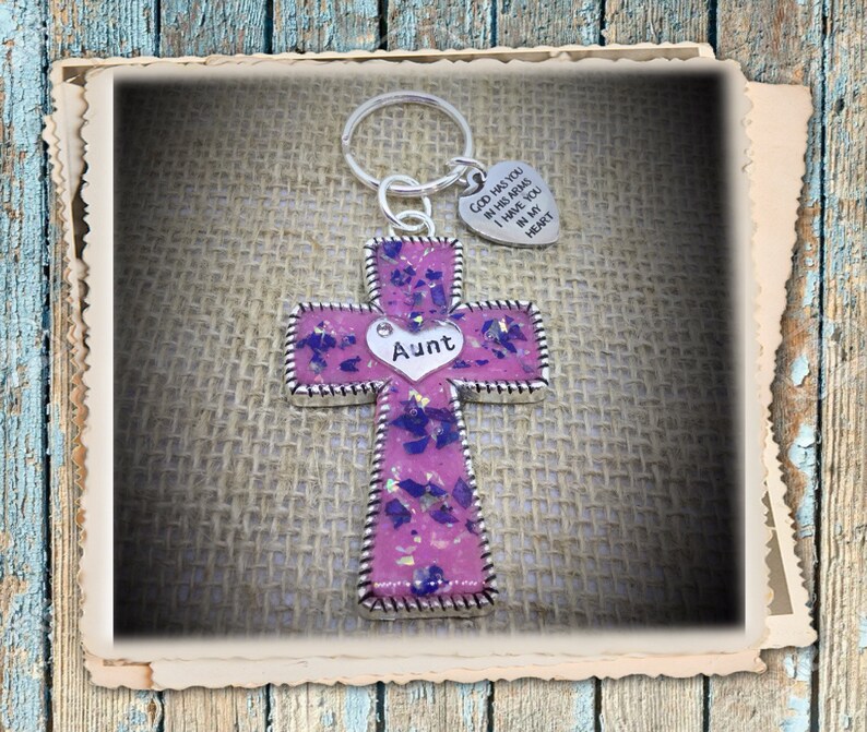 Keychain Cross Dried Flower Petal Cross Cross Keepsake | Etsy