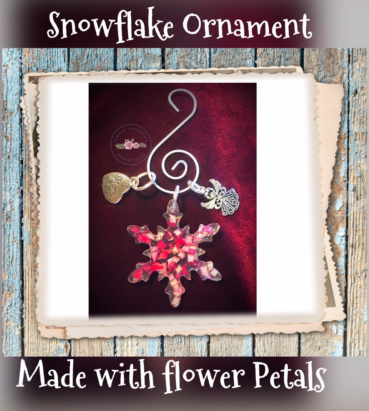 Snowflake Ornament With Flower Petals Funeral Ornament Dried - Etsy