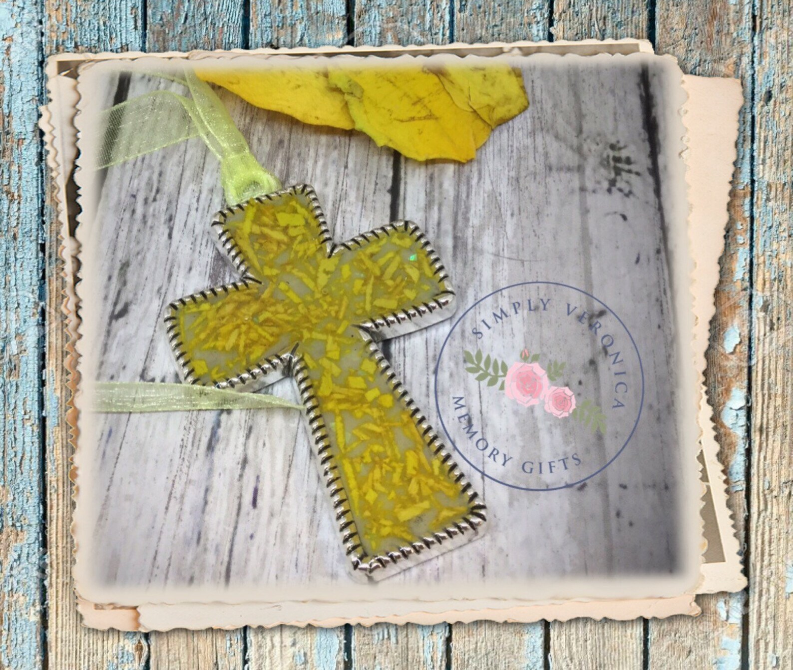 Dried Flower Petal Cross Ornament Keepsake Personalized - Etsy