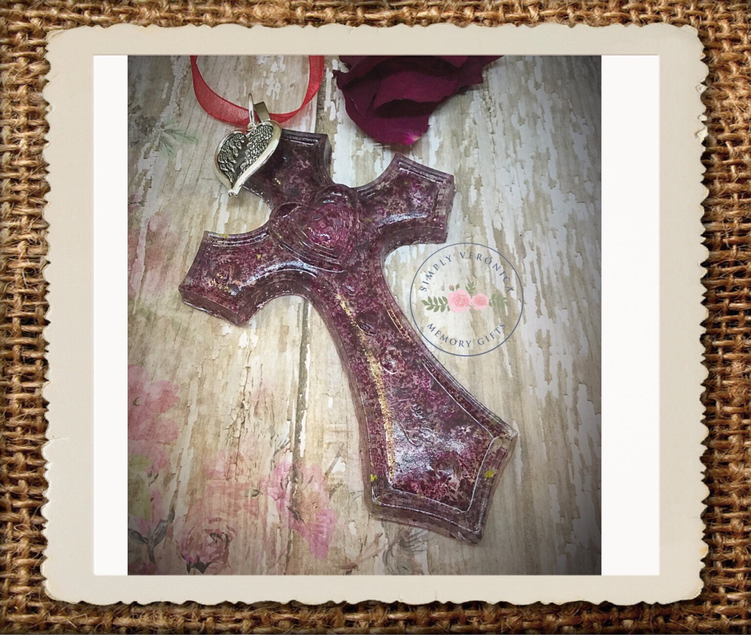 Cross Suncatcher Heart in Cross Suncatcher Flower Petal - Etsy