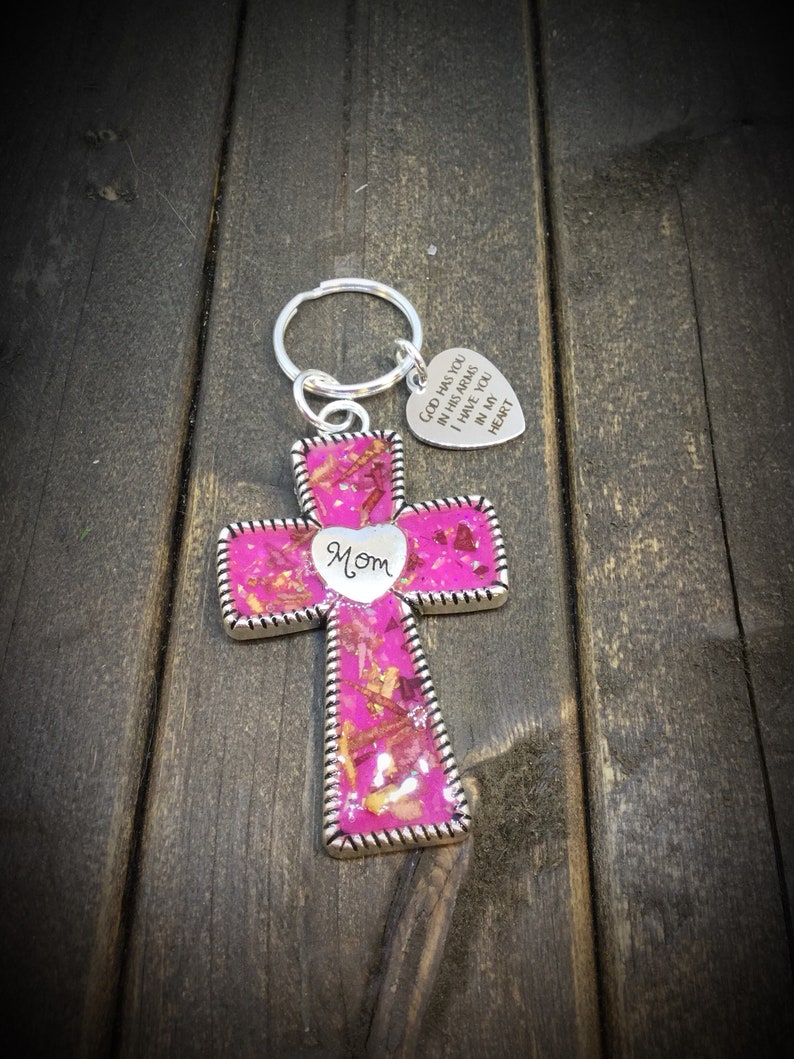 Keychain Cross Dried Flower Petal Cross Cross Keepsake | Etsy