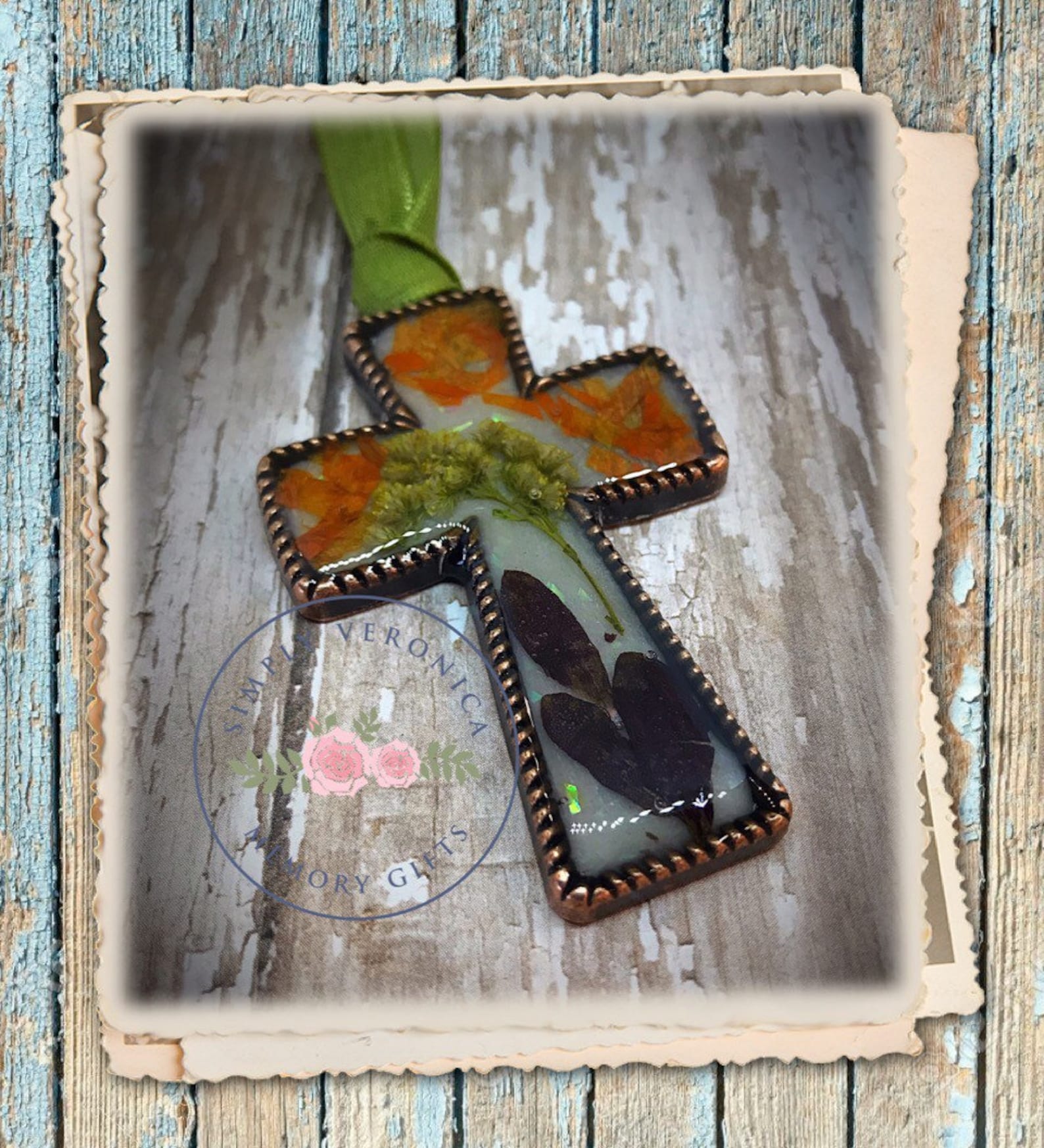 Dried Flower Petal Cross Ornament Keepsake Personalized - Etsy