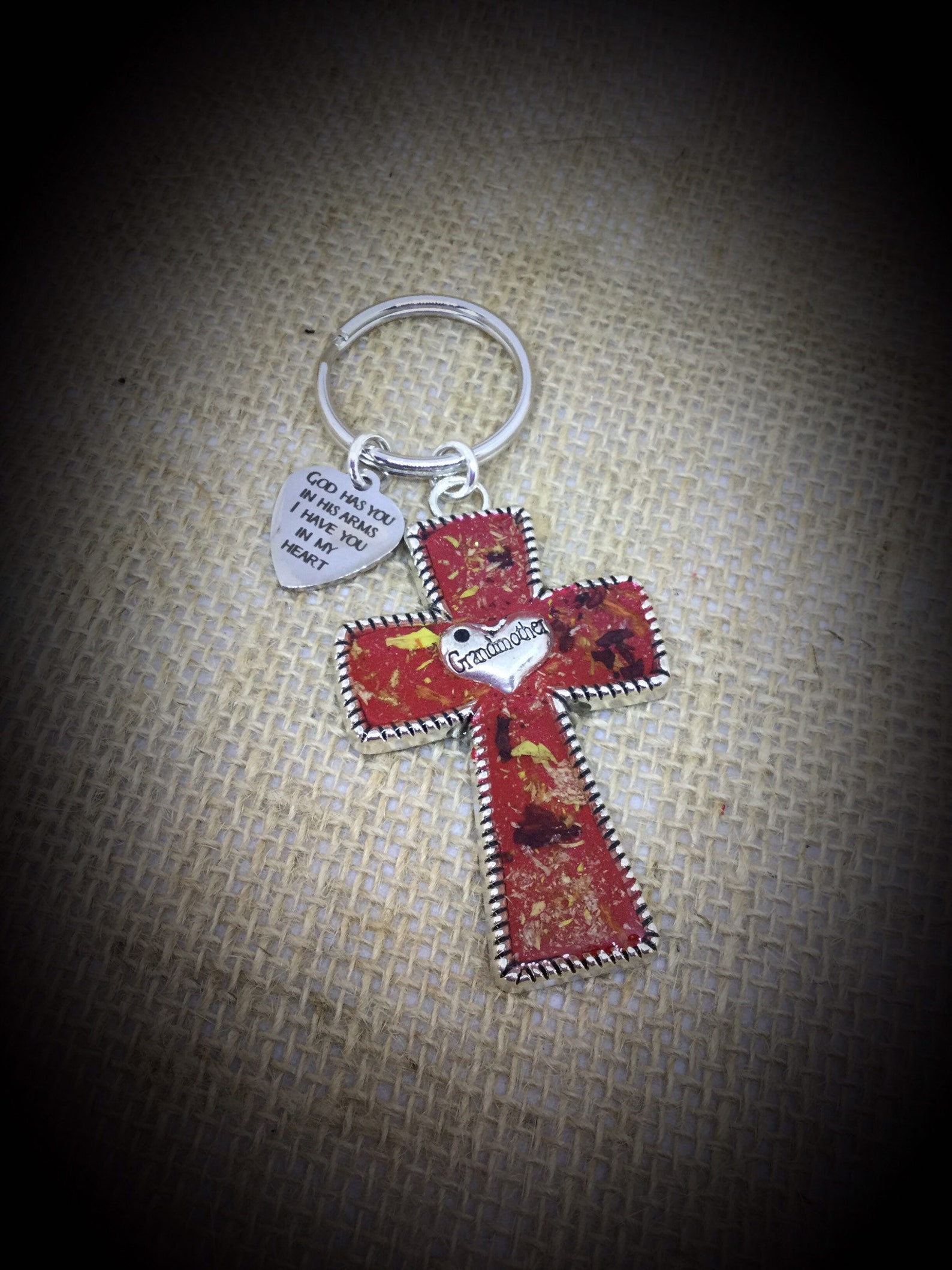 Keychain Cross Dried Flower Petal Cross Cross Keepsake | Etsy