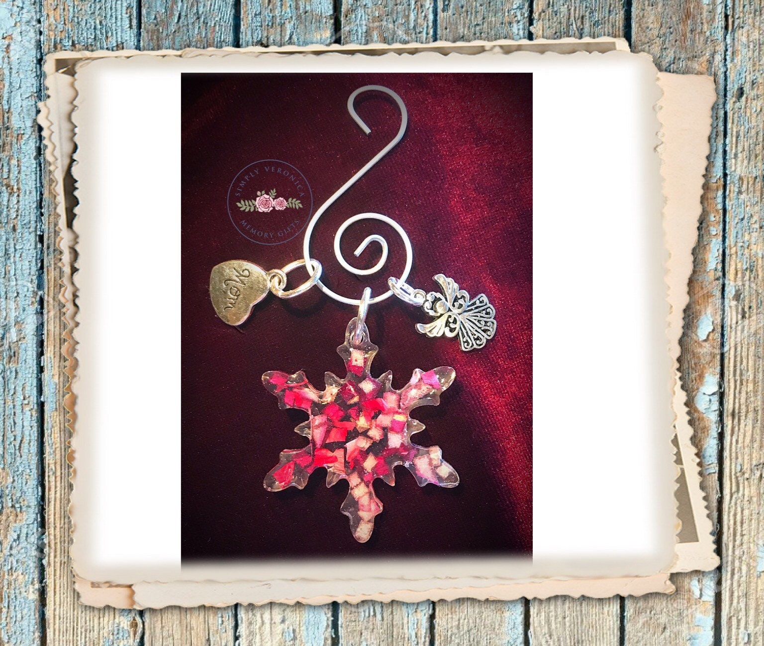 Snowflake Ornament With Flower Petals Funeral Ornament Dried - Etsy