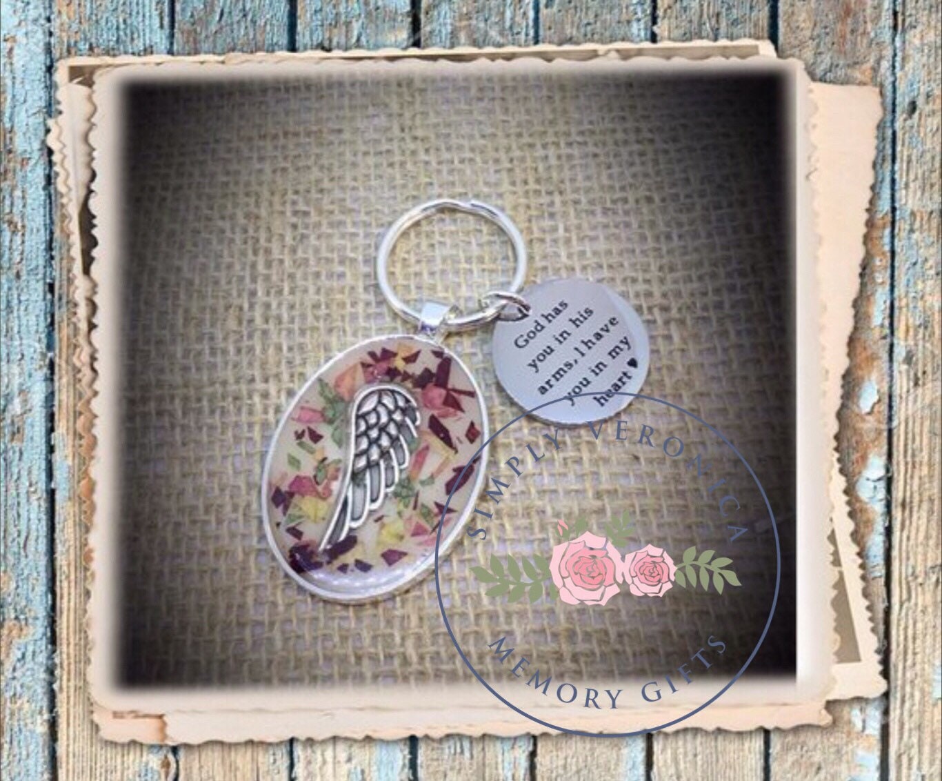 Angel Wing Keychain With Dried Flower Petals Funeral Flowers - Etsy