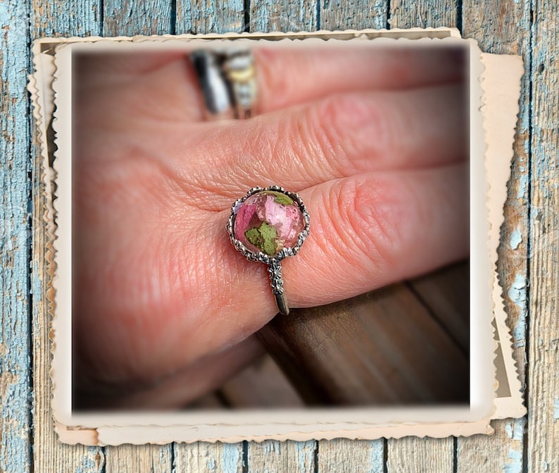 Large Stone Sterling Silver Ring, Flower Petal Rings, Sympathy Rings ...