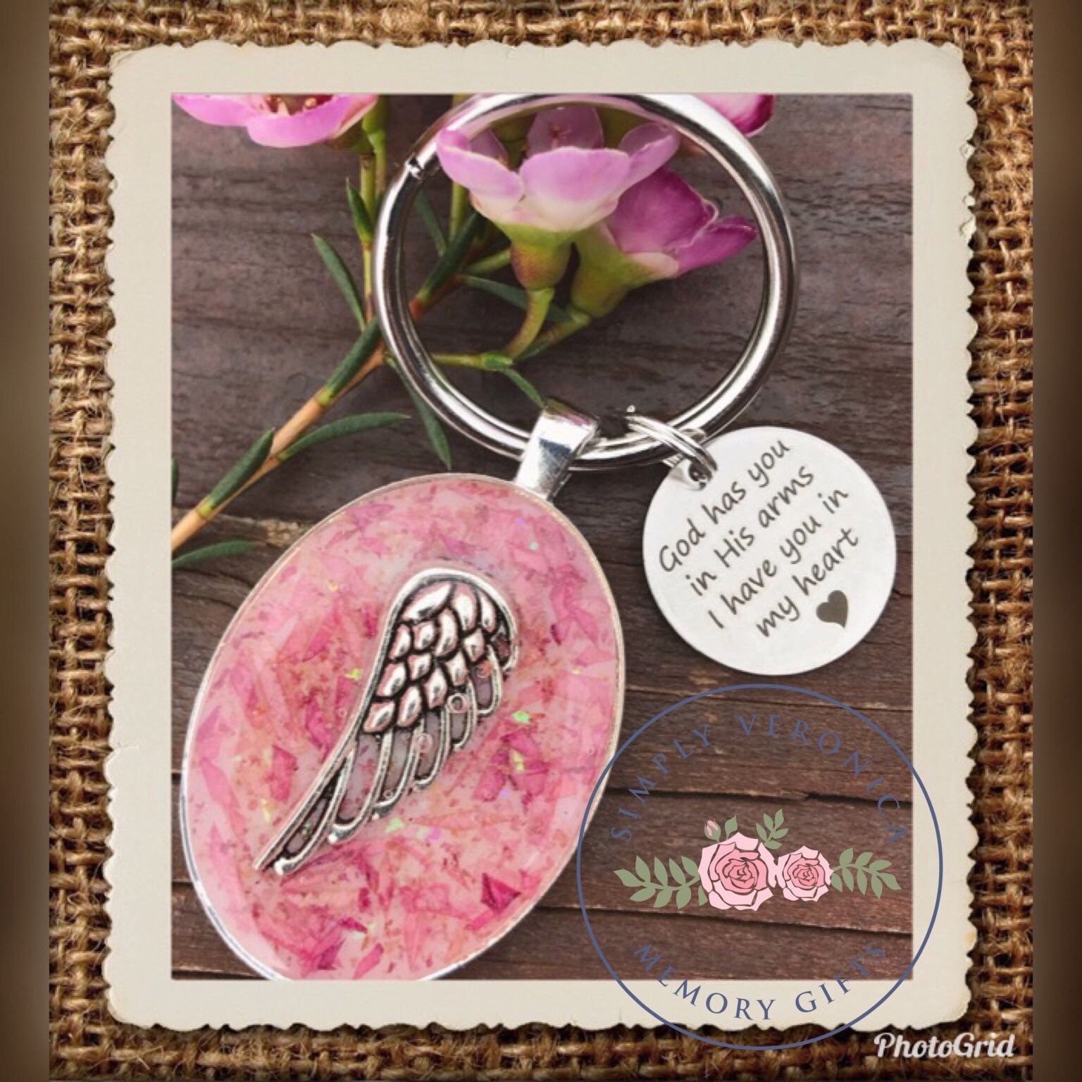 Angel Wing Keychain With Dried Flower Petals Funeral Flowers - Etsy