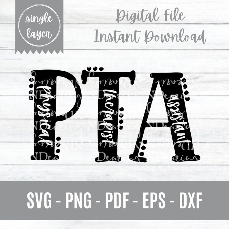 PTA Initial Digital Cut File SVG Physical Therapist - Etsy