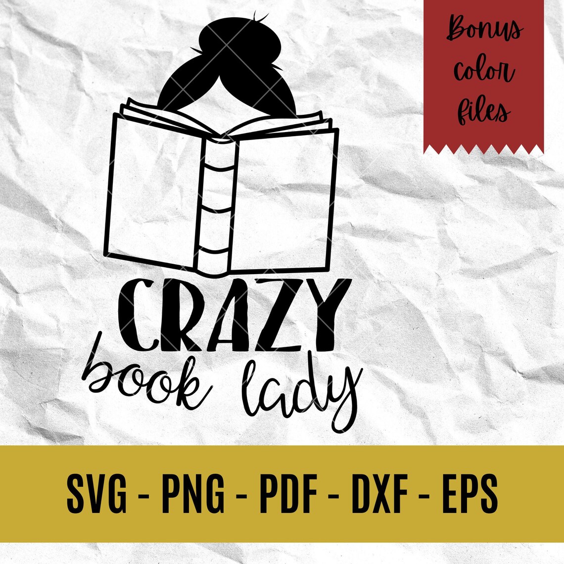Crazy Book Lady Cut File SVG Cricut Book Lover Nerd | Etsy