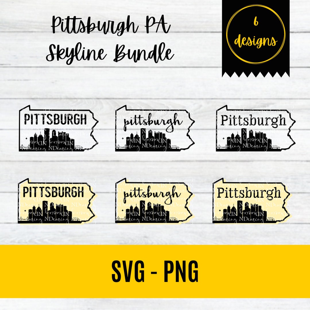 Pittsburgh Pennsylvania Skyline SVG Digital Cut File Bundle | PA Black ...