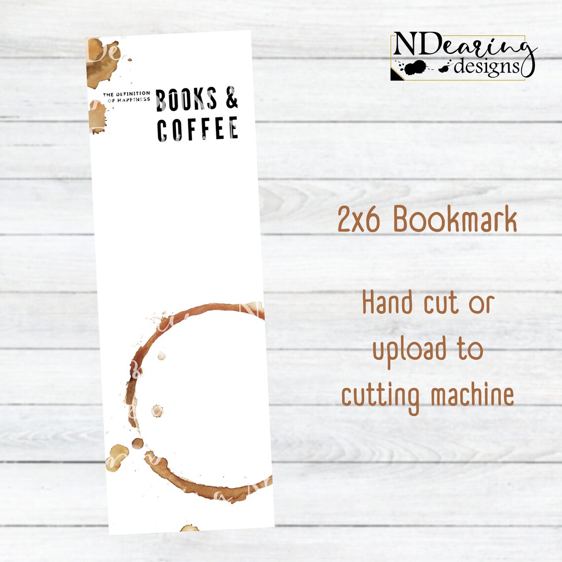 Books and Coffee Printable Bookmark | DIY | PDF and PNG | Print and Cut ...