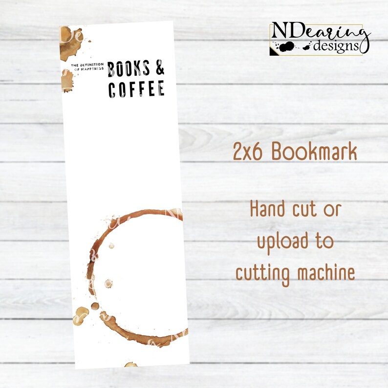 Books and Coffee Printable Bookmark | DIY | PDF and PNG | Print and Cut ...
