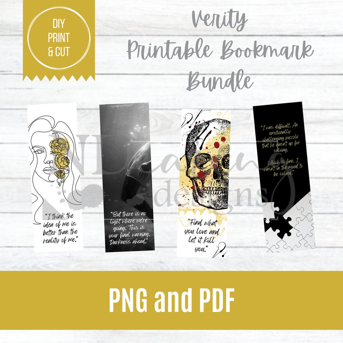 Verity Quotes Printable Bookmark Bundle - Etsy